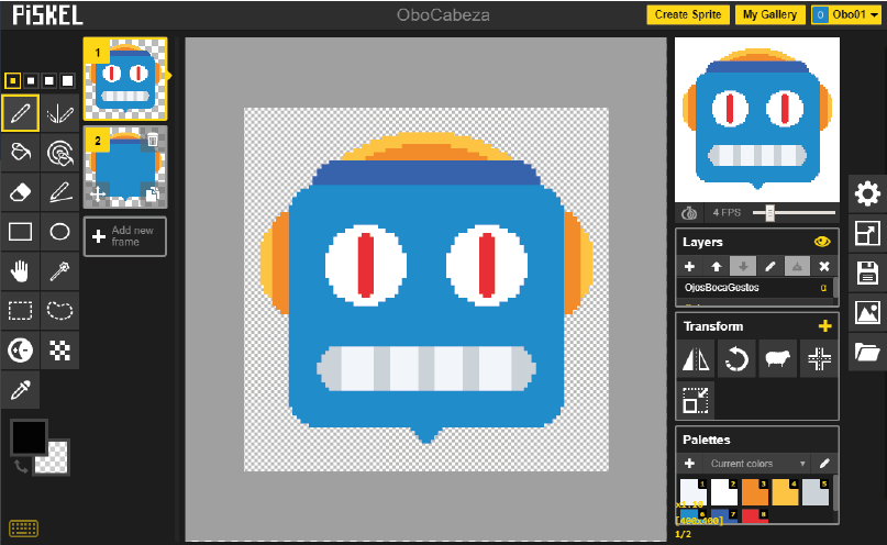 -Piskel • Crear una animación - OBO - We Teach Robotics